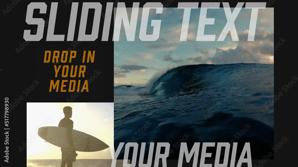 Stylish Sliding Text with Media Replacements Stock Template | Adobe Stock