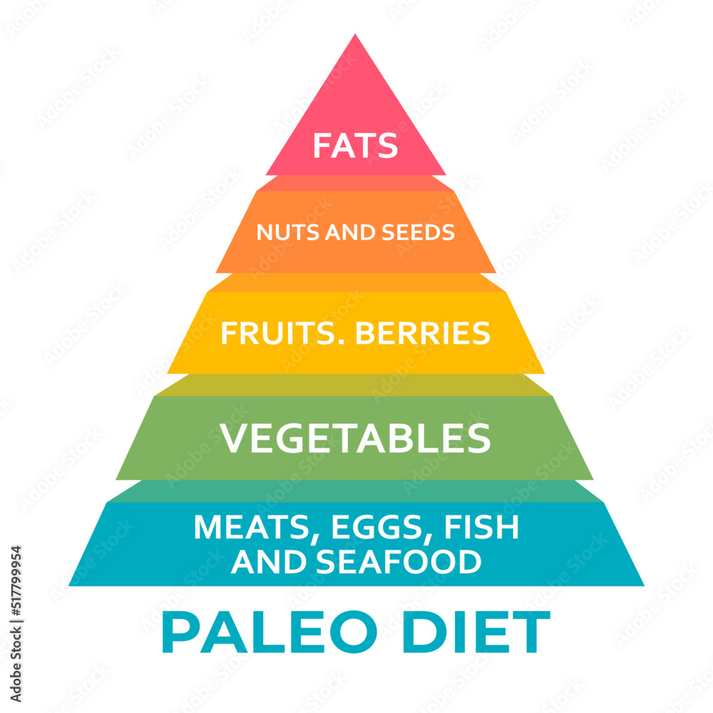 Paleo Diet food pyramid chart. Healthy eating, healthcare, dieting ...