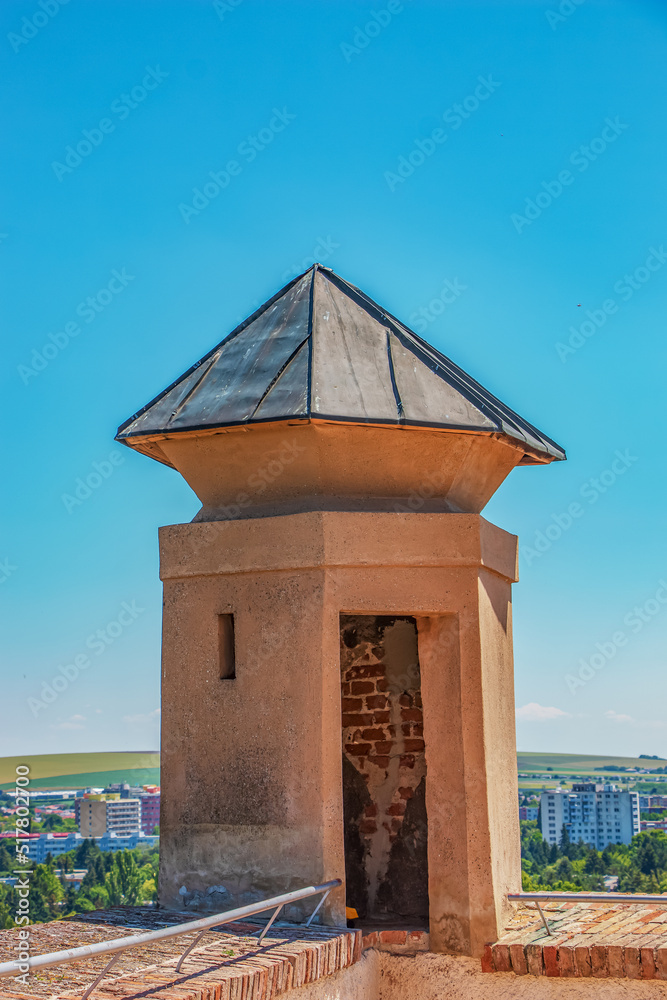Observation tower on the upper wall of the Nitrograd castle in Nitra ...