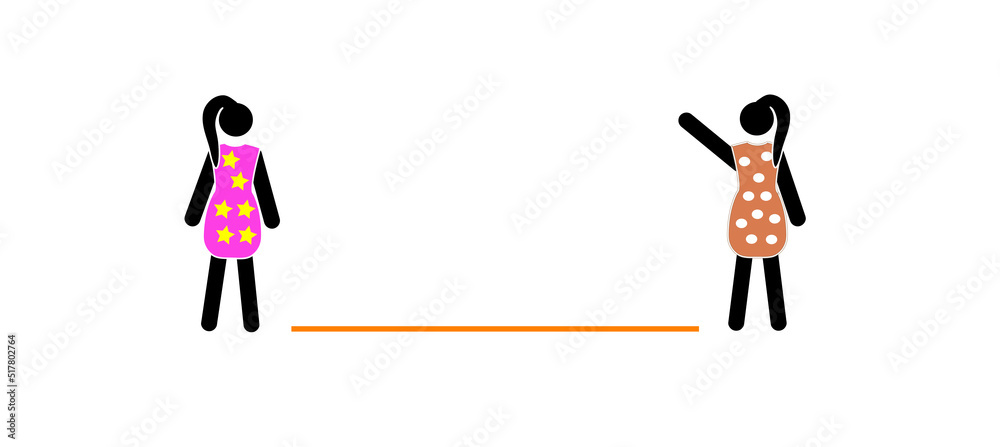 stick man women, pictogram of people, girls greeting each other at a ...