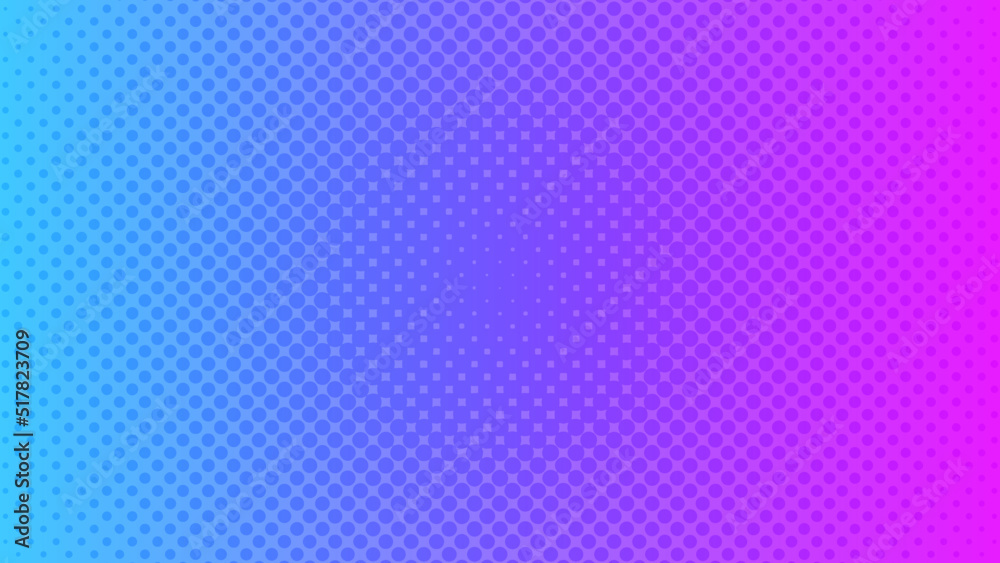Blue purple pop art background with halftone dots in retro comic style ...