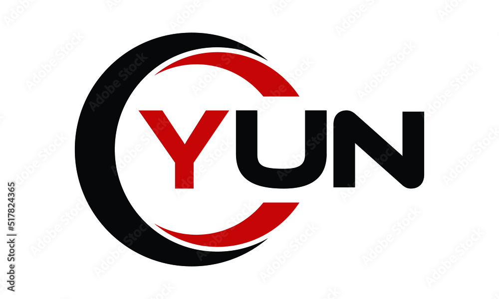 YUN swoosh three letter logo design vector template | monogram logo ...