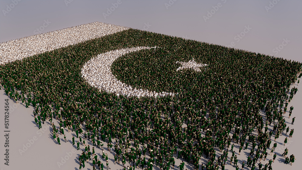 Aerial view of a Crowd of People, coming together to form the Flag of ...