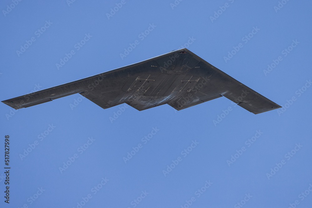 Unusual bottom view of a B-2 Spirit stealth bomber Stock Photo | Adobe ...