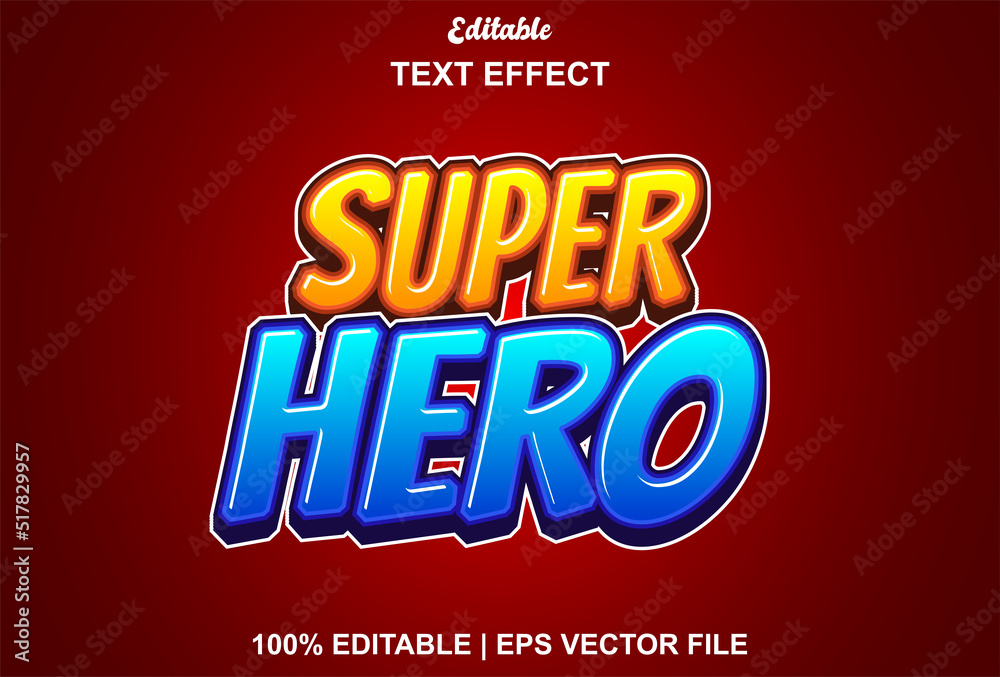 superhero text effect with blue and orange color editable. Stock Vector ...