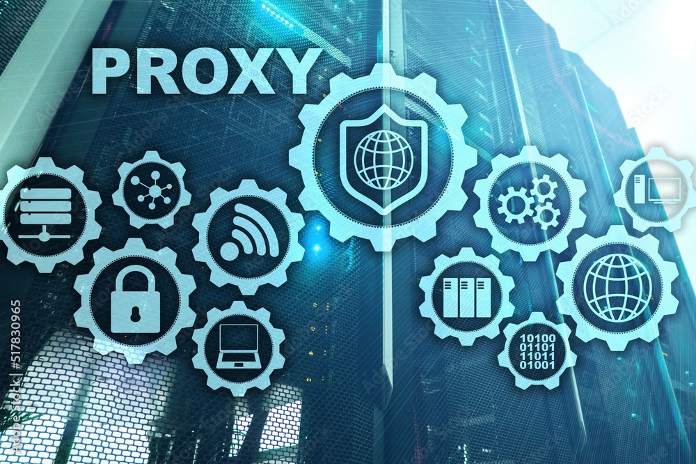 Proxy server. Cyber security. Concept of network security on virtual ...