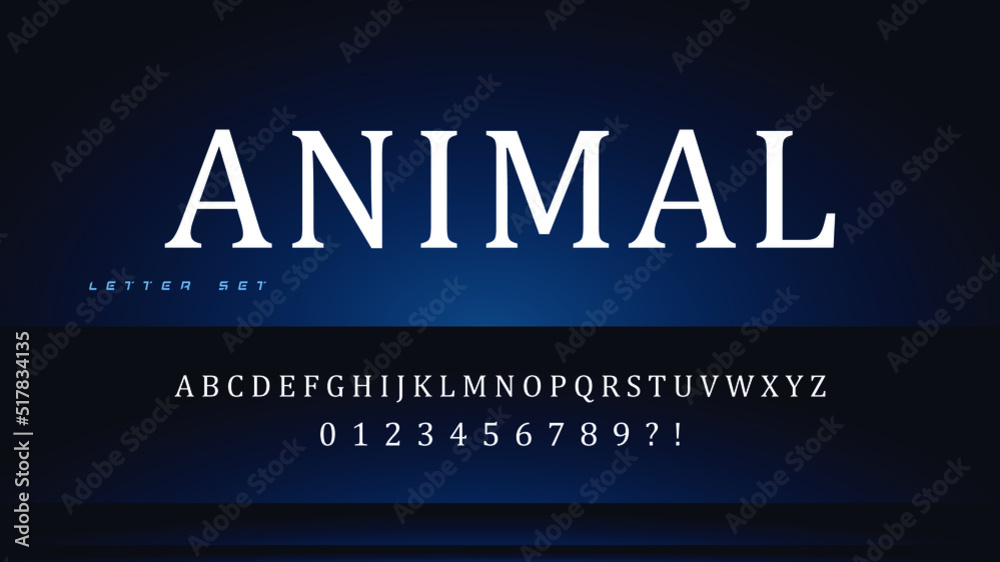 ANIMAL Sports minimal tech font letter set. Luxury vector typeface for ...