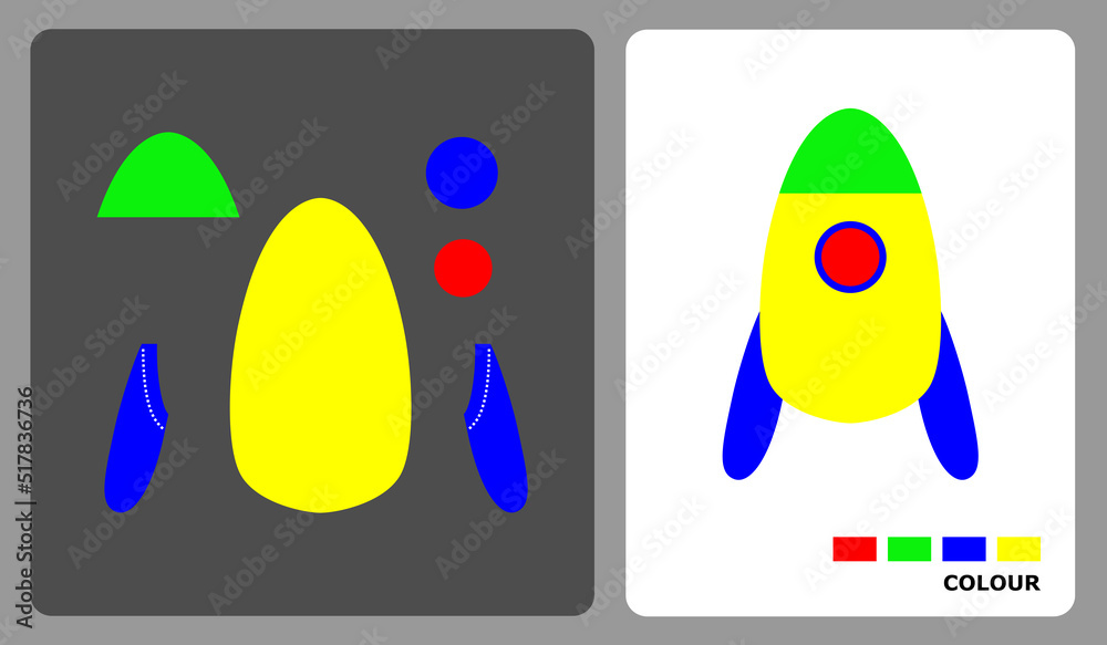 rocket plane pattern for kids craft or paper craft. Vector illustration ...