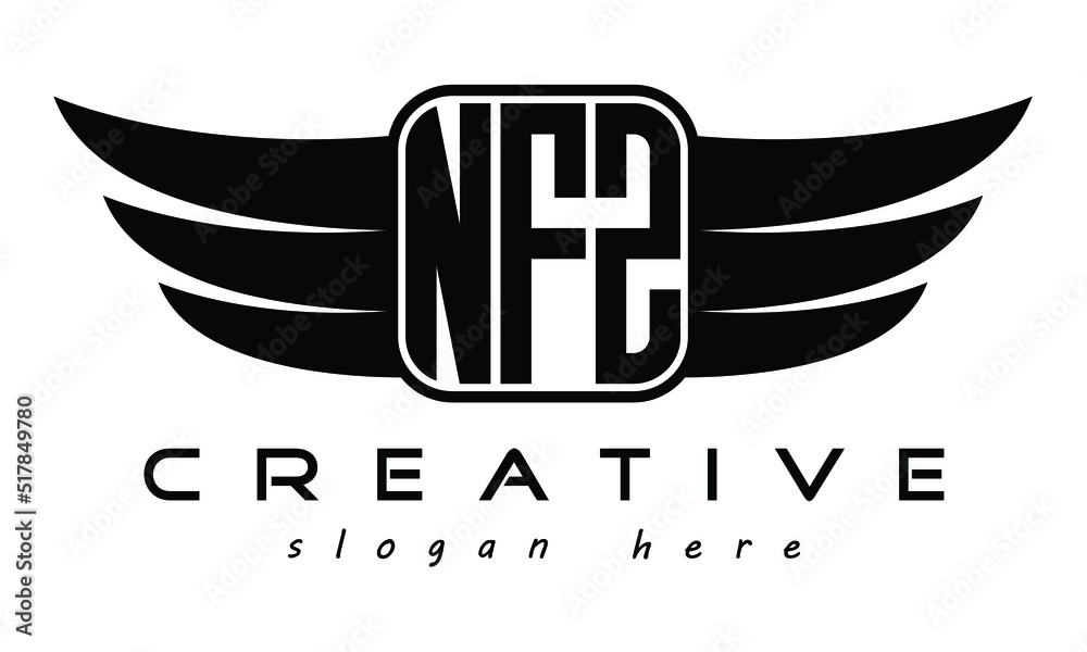 NFZ three Letter Wings minimalist creative concept flag Flying abstract ...