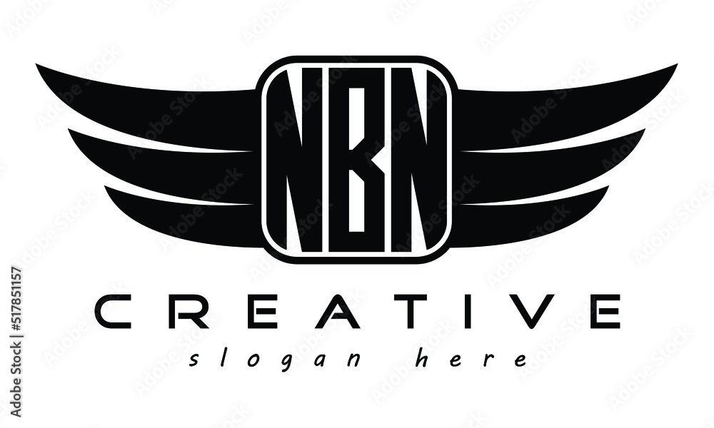 NBN three Letter Wings minimalist creative concept flag Flying abstract ...