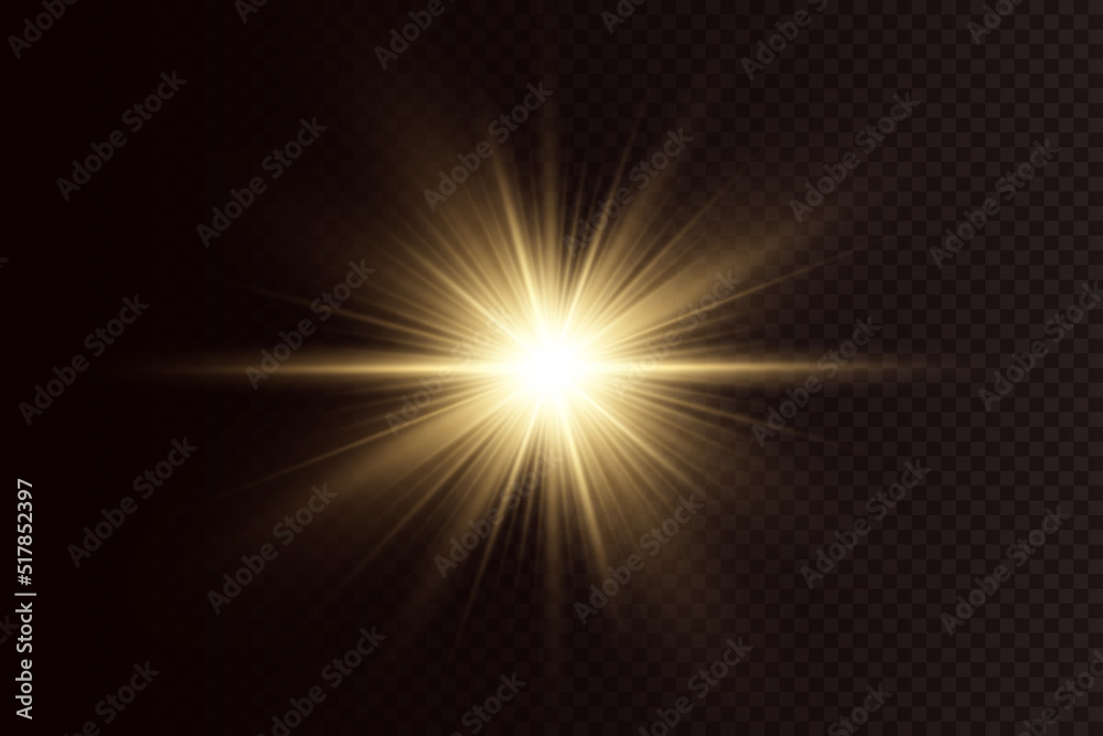 Glow effect. Star on transparent background.Bright sun. Vector ...