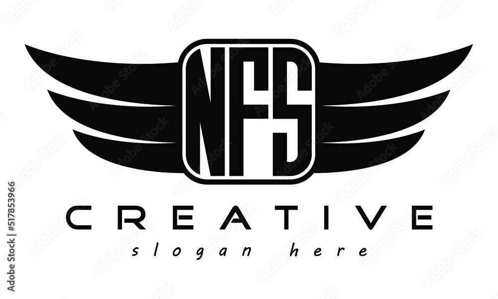 NFS three Letter Wings minimalist creative concept flag Flying abstract ...
