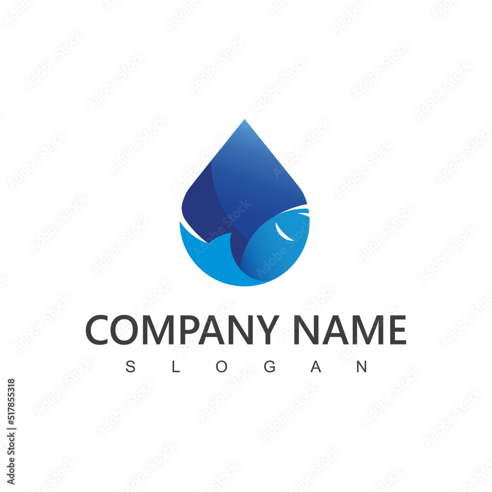 Blue Fish And Water Logo Aqua Culture Icon Concept Isolated On White ...