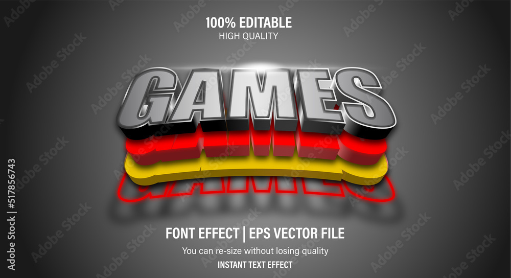 Games editable 3d text effect, font style template Stock Vector | Adobe ...