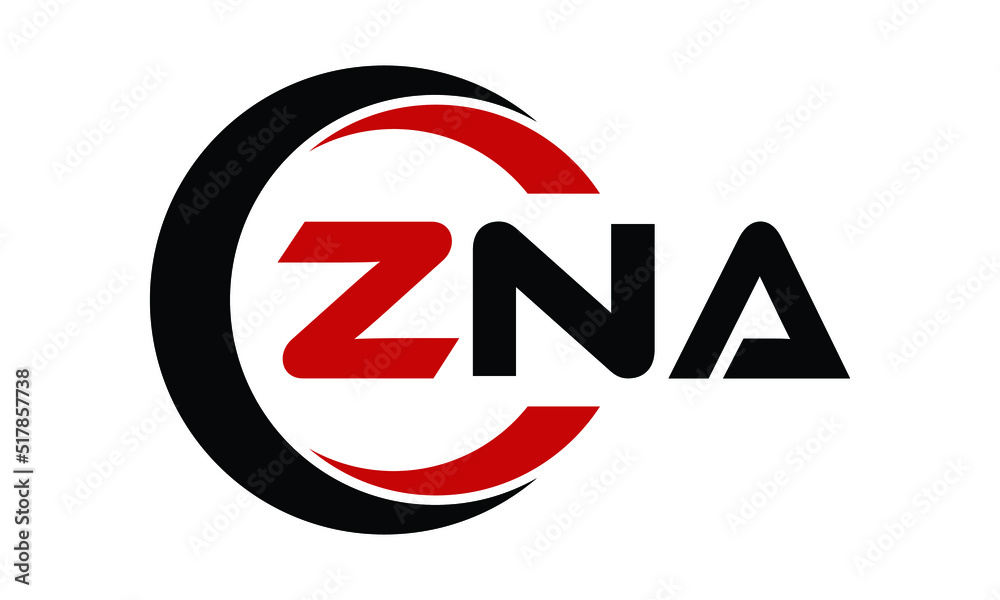 ZNA swoosh three letter logo design vector template | monogram logo ...