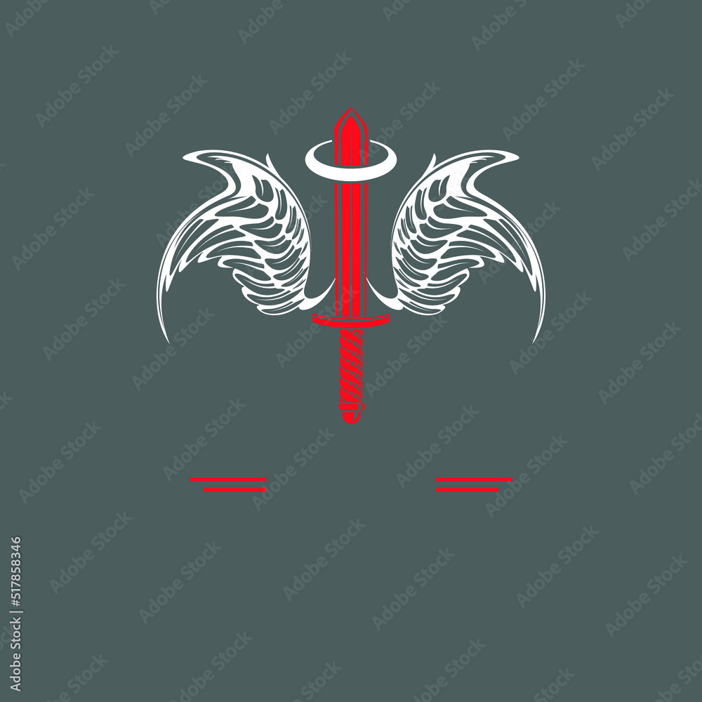 Sword with wings design. Guard. Medieval sword with wings. Design ...