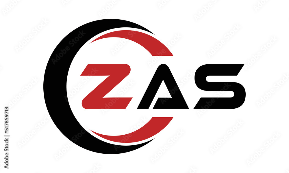 ZAS swoosh three letter logo design vector template | monogram logo ...