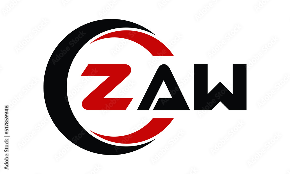 ZAW swoosh three letter logo design vector template | monogram logo ...