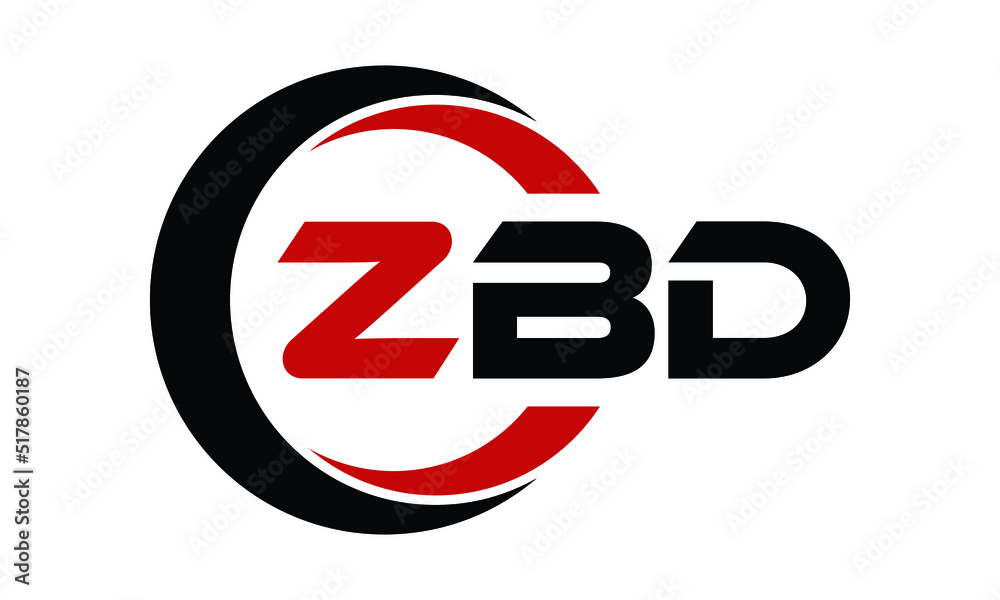 ZBD swoosh three letter logo design vector template | monogram logo ...