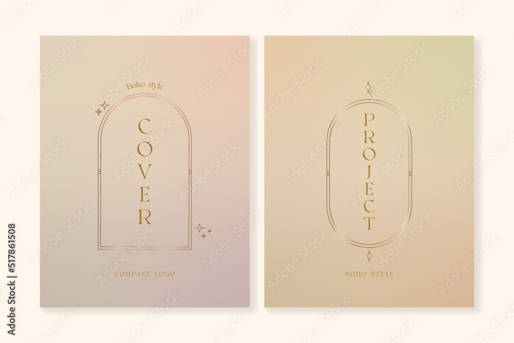 Set of cover templates with gradient backgrounds in natural colors in ...