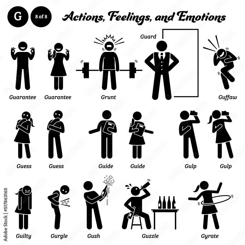 Póster Stick figure human people man action, feelings, and emotions ...