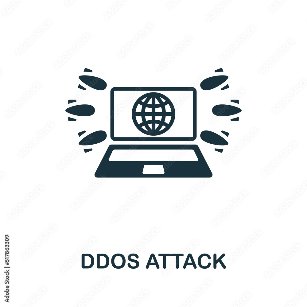 Ddos Attack icon. Monochrome simple Cybercrime icon for templates, web ...