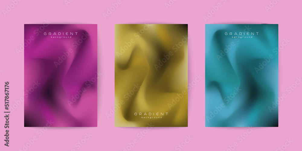 Abstract creative Group of vector curves in gradient background. Three ...