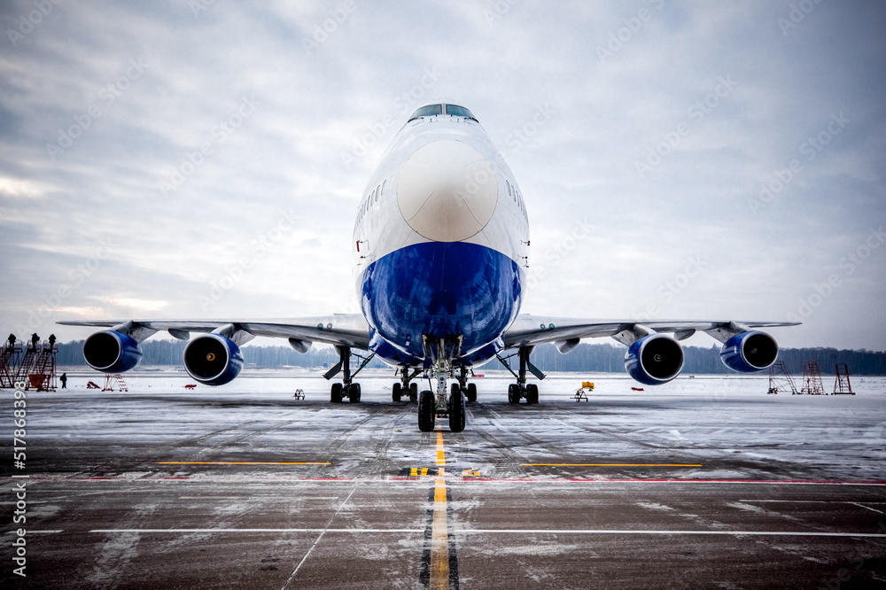 Aircraft front fuselage with cockpit on the runway of an airfield Stock ...