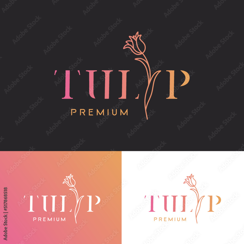 Luxury tulip logo design collection for branding corporate identity ...