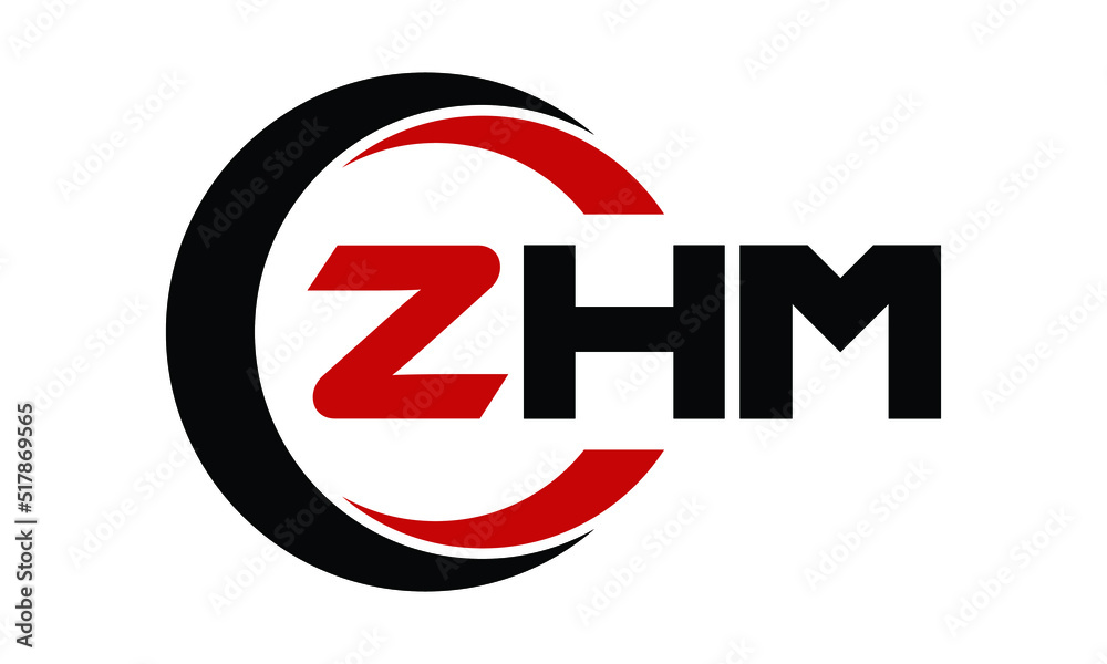 ZHM swoosh three letter logo design vector template | monogram logo ...