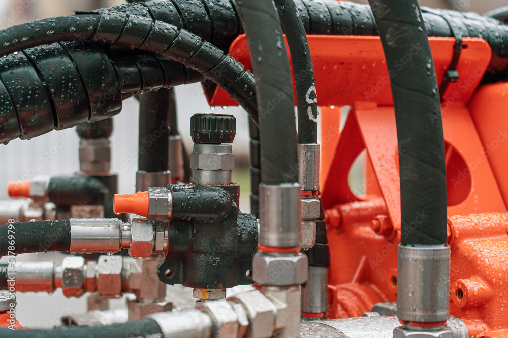 Hydraulic power unit mechanical valve with pipes and connections on ...