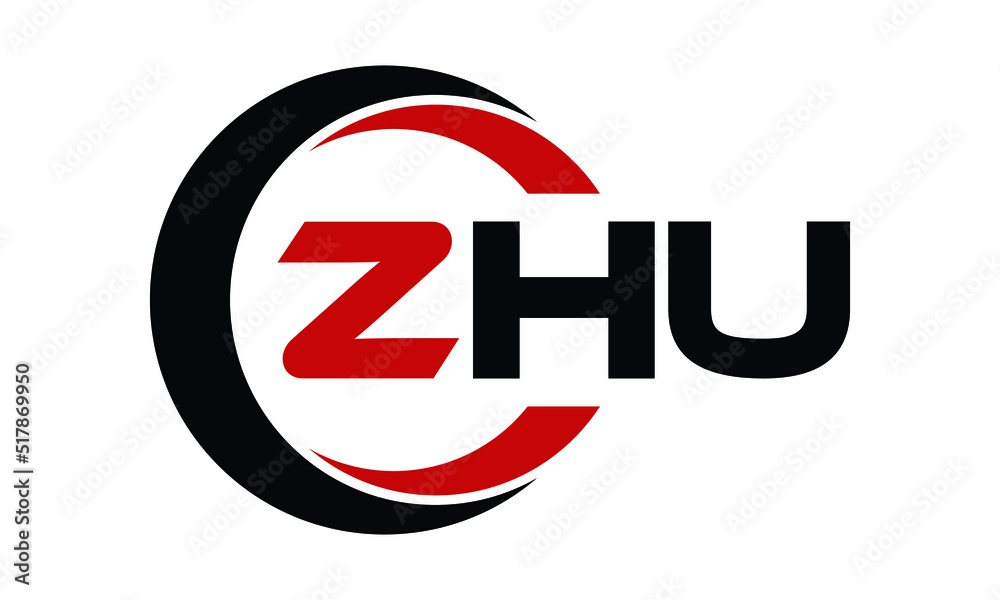 ZHU swoosh three letter logo design vector template | monogram logo ...