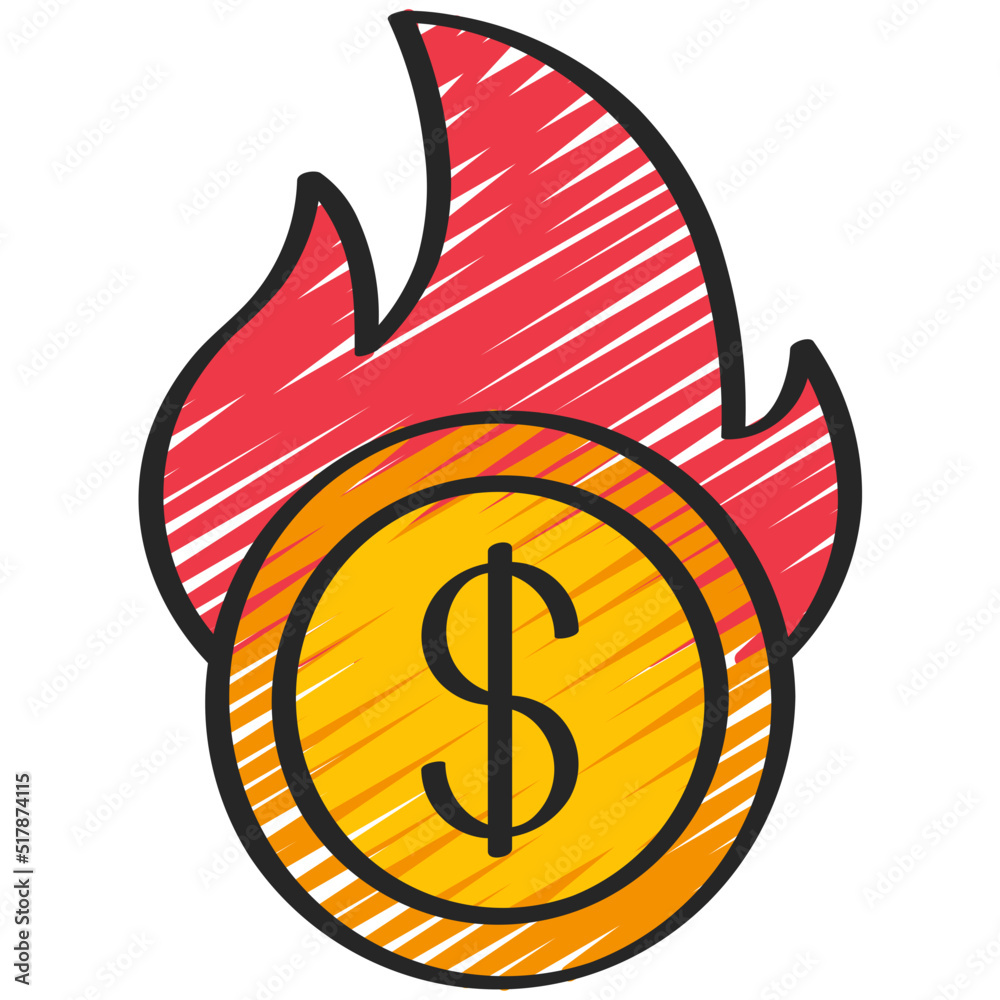 Burning Money Icon Stock Vector | Adobe Stock