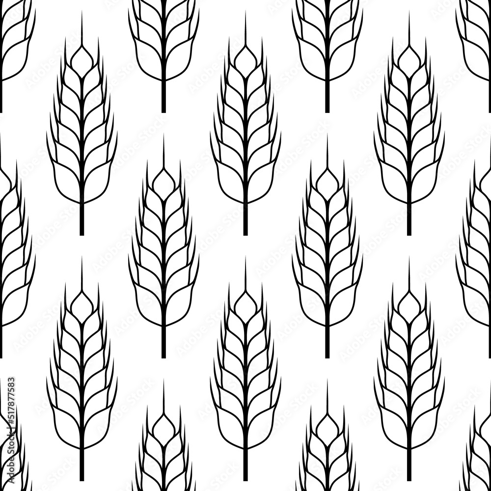 Wheat seamless pattern. Bread grain texture. Stalk oat, barley, corn ...