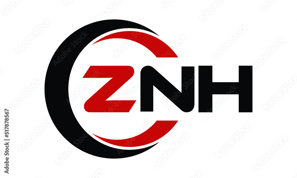 ZNH swoosh three letter logo design vector template | monogram logo ...