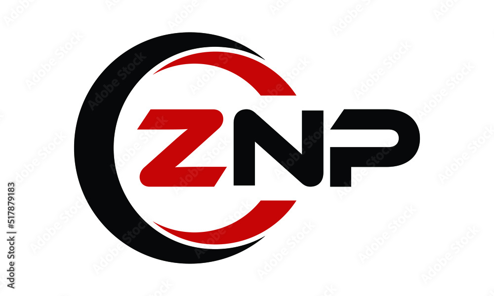 ZNP swoosh three letter logo design vector template | monogram logo ...