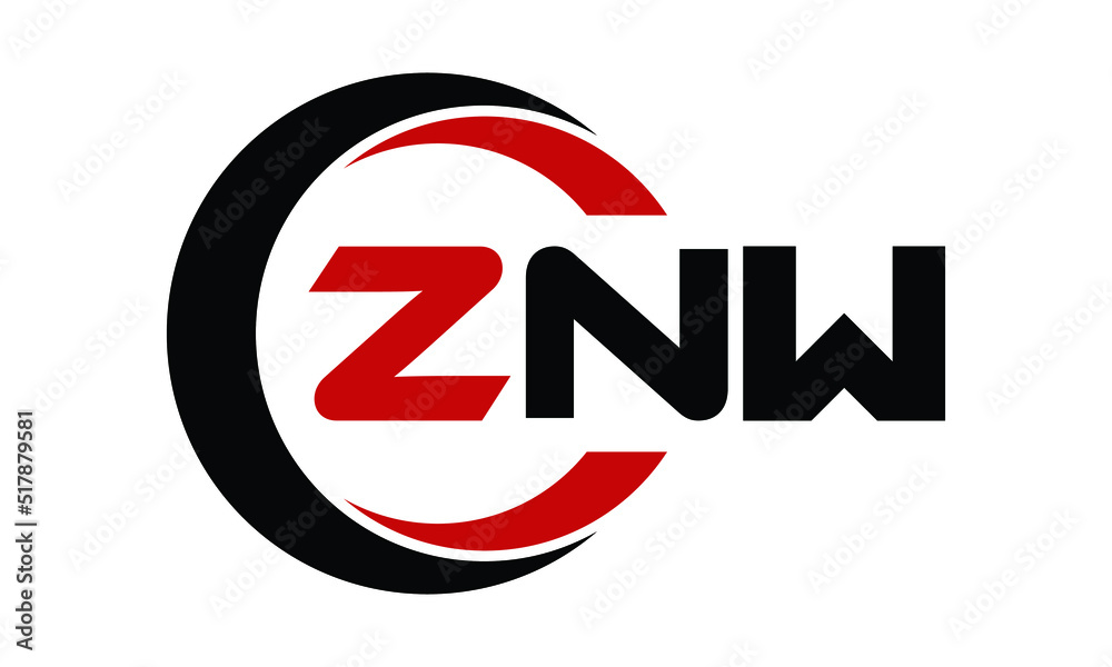 ZNW swoosh three letter logo design vector template | monogram logo ...