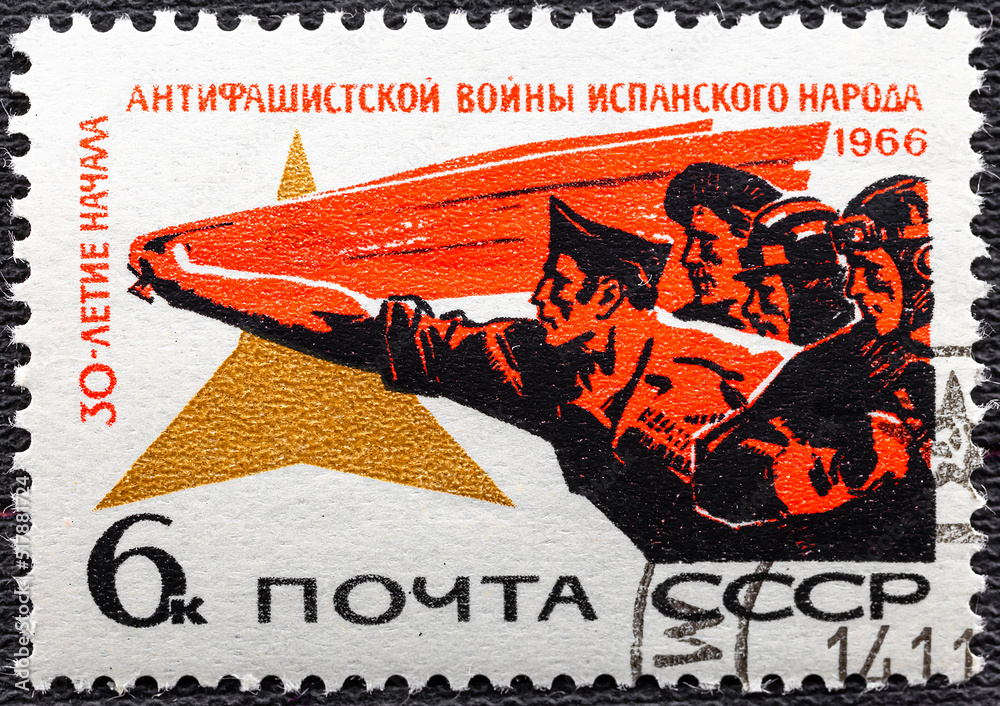 USSR - CIRCA 1966: A stamp printed in the USSR devoted 30 years of anti ...
