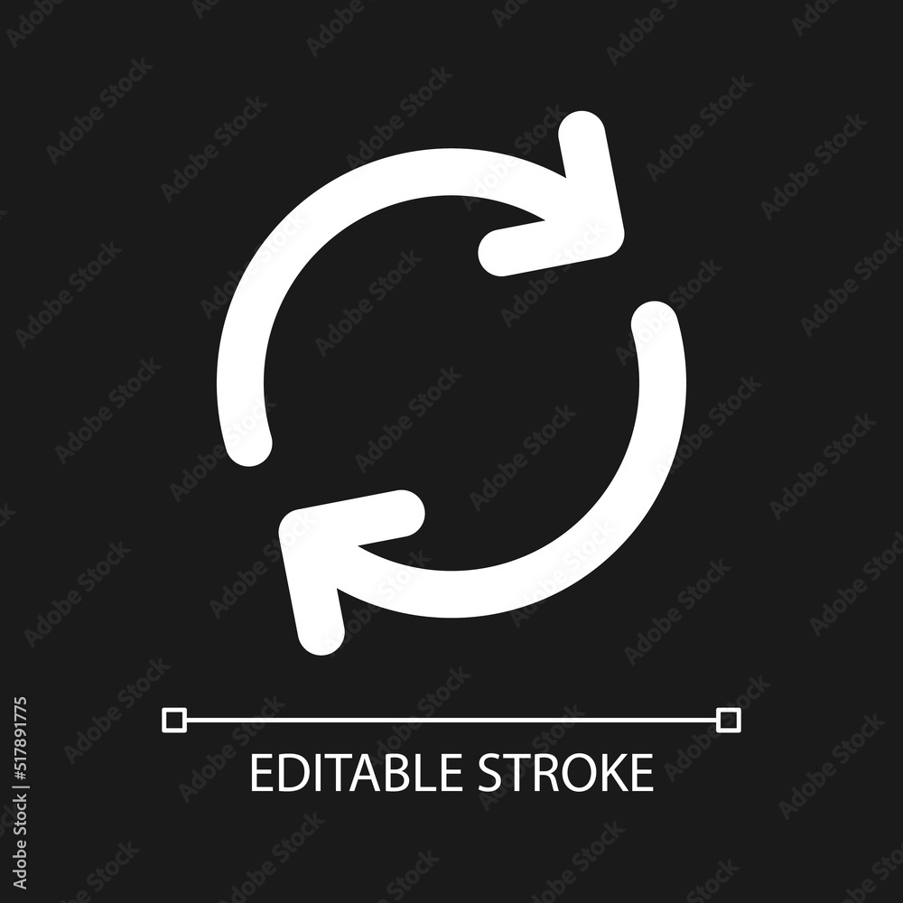 Synchronization pixel perfect white linear ui icon for dark theme ...