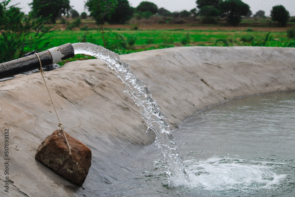 Water from a well filled a pond for irrigation,Irrigation of fields ...