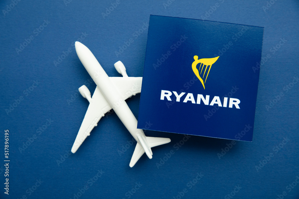 LONDON, UK - July 2022: Ryanair airline company logo. Ryanair are a ...
