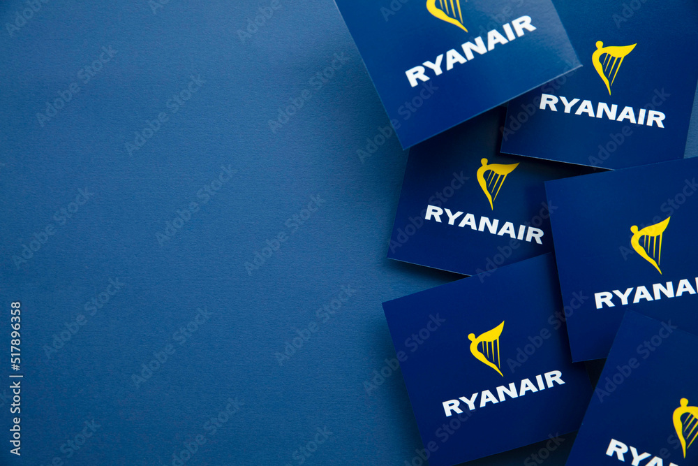 LONDON, UK - July 2022: Ryanair airline company logo. Ryanair are a ...