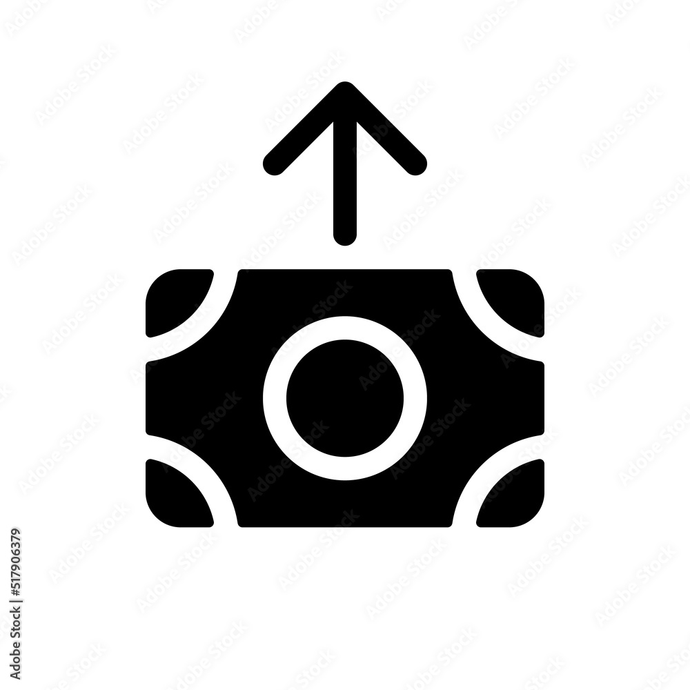 Outbound cash black glyph ui icon. Payment and purchase. Currency ...