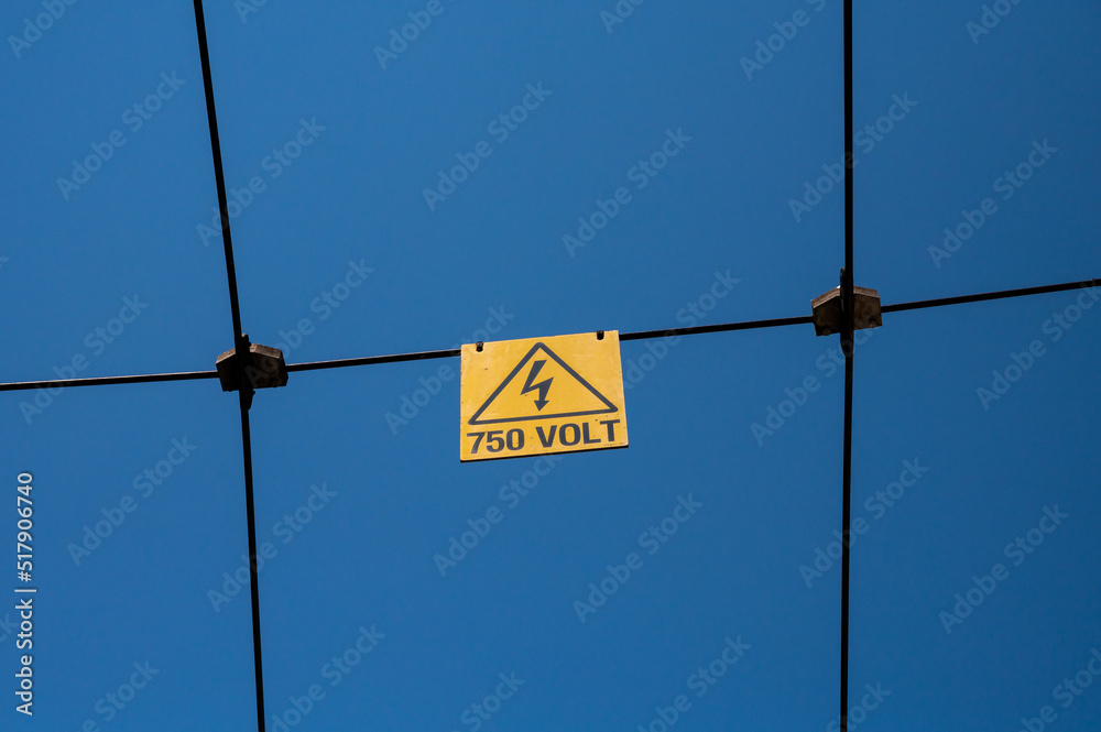 High voltage energy sing on electricity sign for power electric street ...