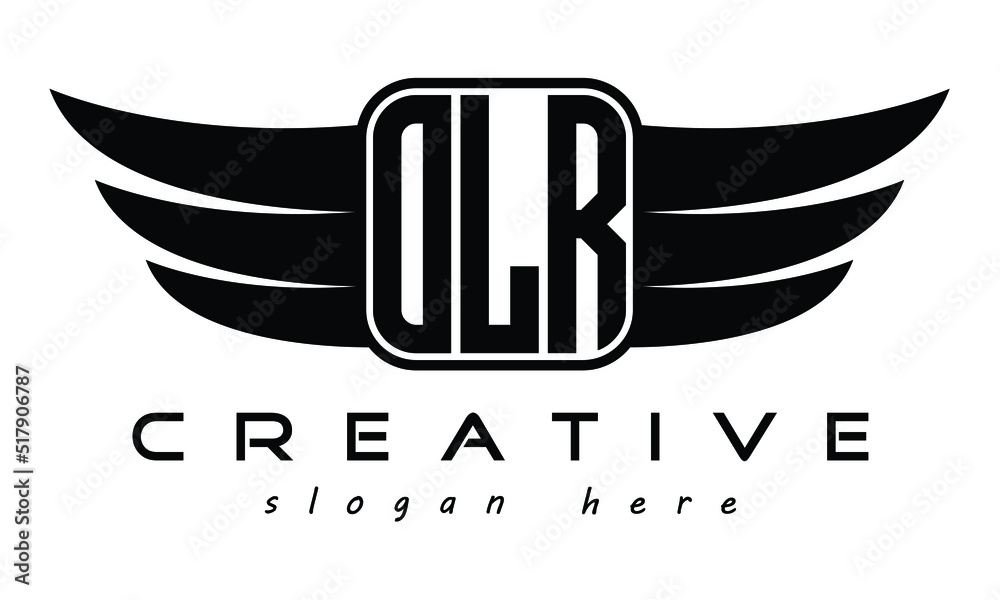 OLR three Letter Wings minimalist creative concept flag Flying abstract ...