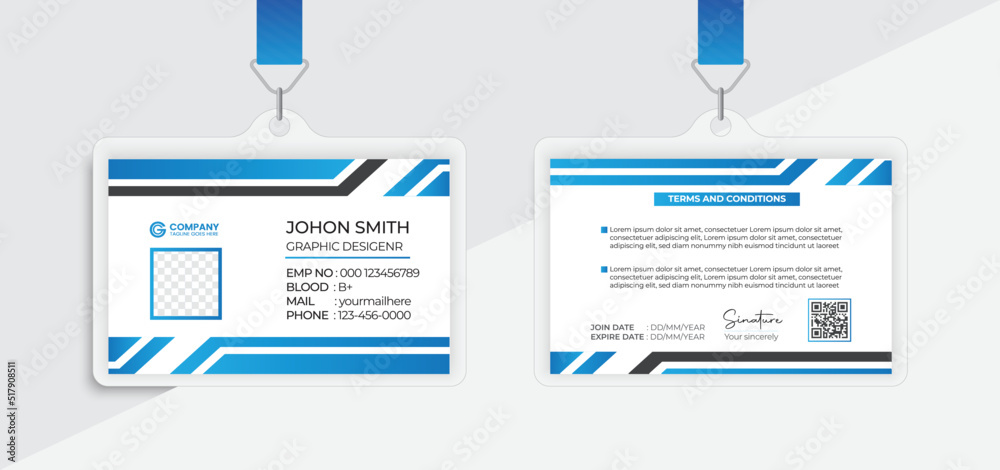 Modern identity Employee Abstract professional corporate office Id card ...