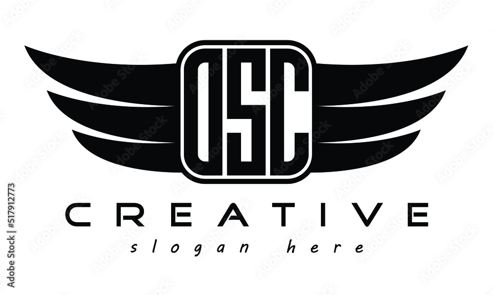 OSC three Letter Wings minimalist creative concept flag Flying abstract ...