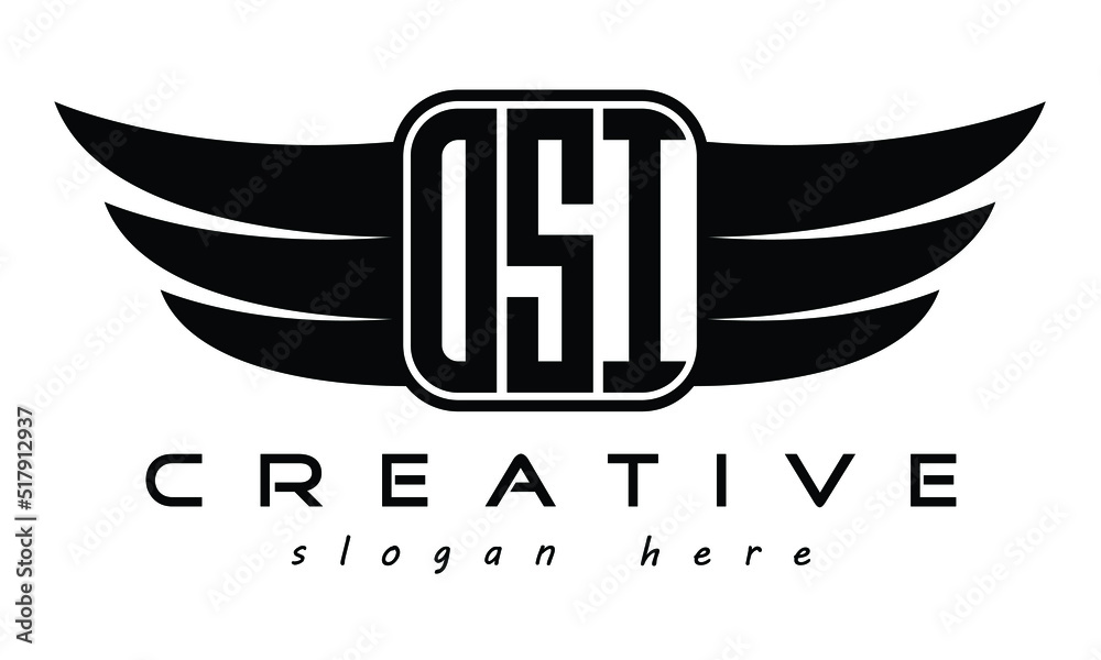 OSI three Letter Wings minimalist creative concept flag Flying abstract ...