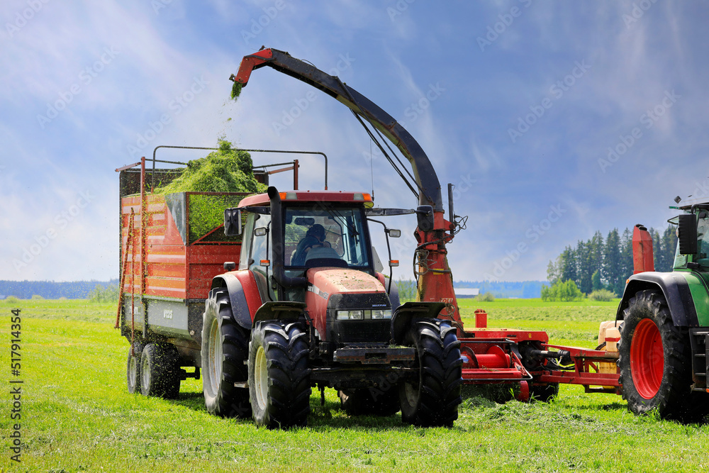 Harvesting Grass With Case IH Maxxum Tractor and Forage Harvester for ...