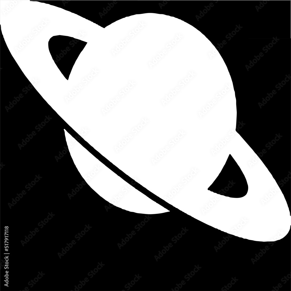 Vector, Image of Saturn planet icon, black and white color, transparent ...